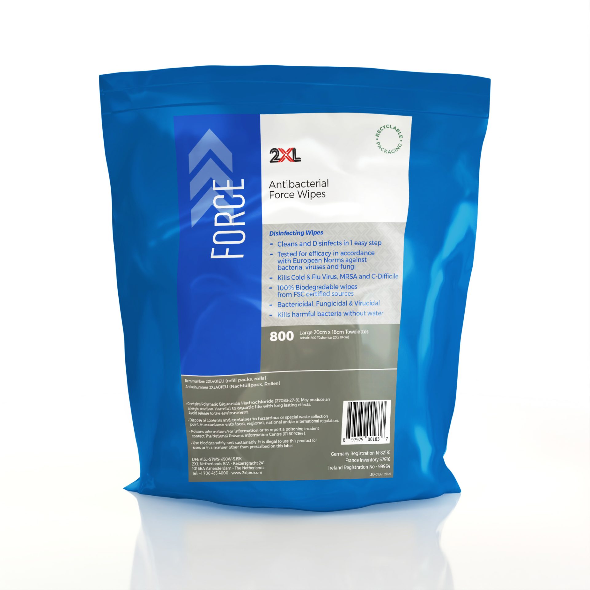 Antibacterial Force® Wipes EU | 2XL Corporation