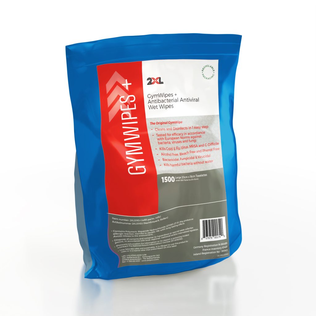 GymWipes+® Antibacterial Antiviral Wet Wipes | 2XL Corporation