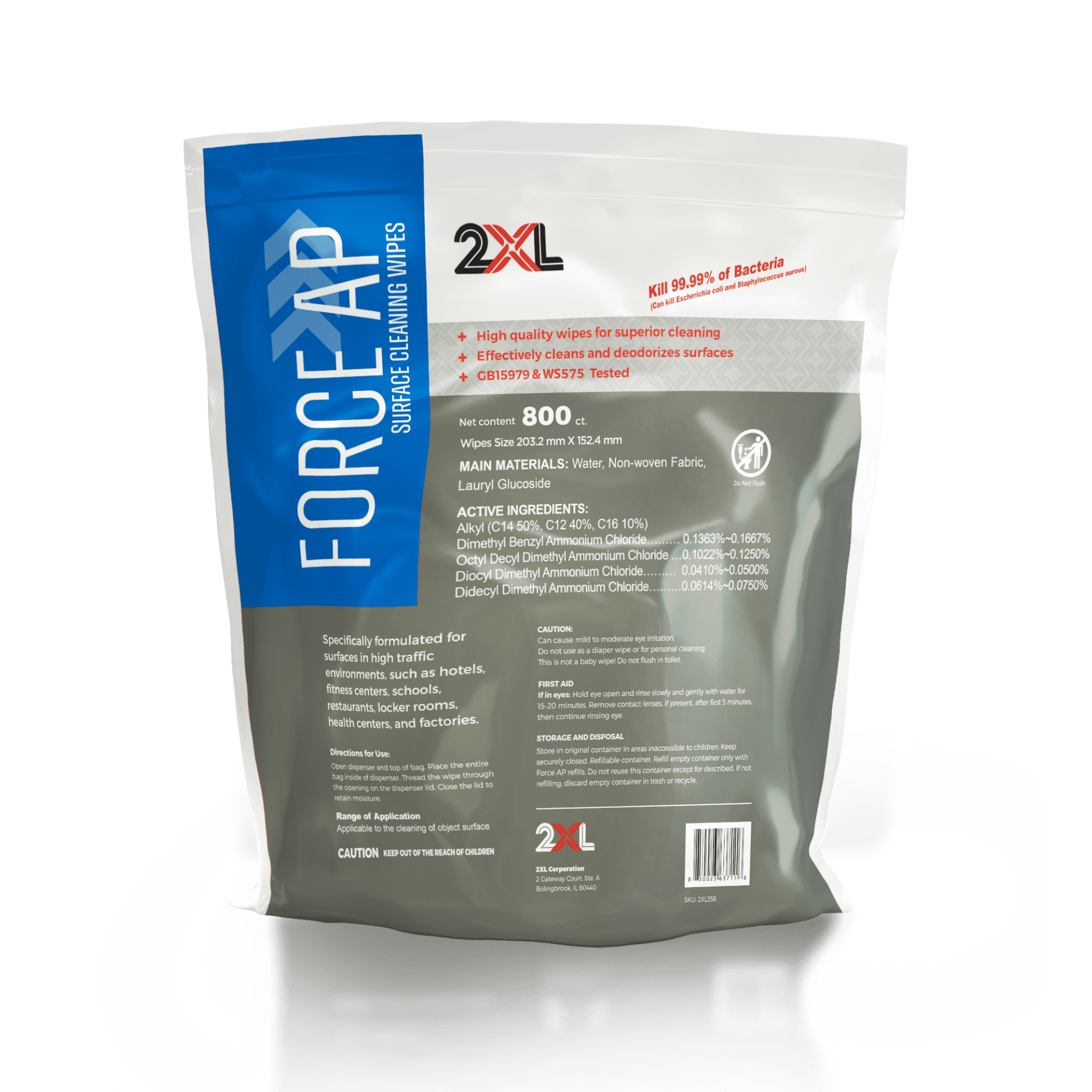 Force AP Surface Cleaning Wipes (800 ct) | 2XL Corporation